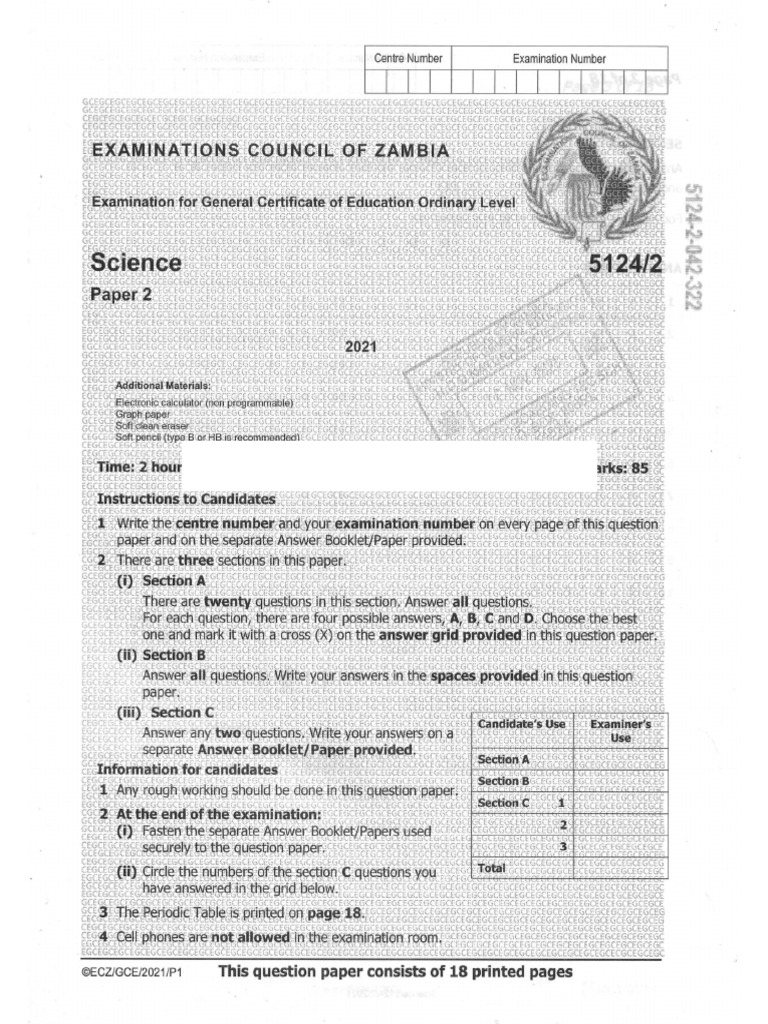 G12 Science 2021 P2 GCE | PDF