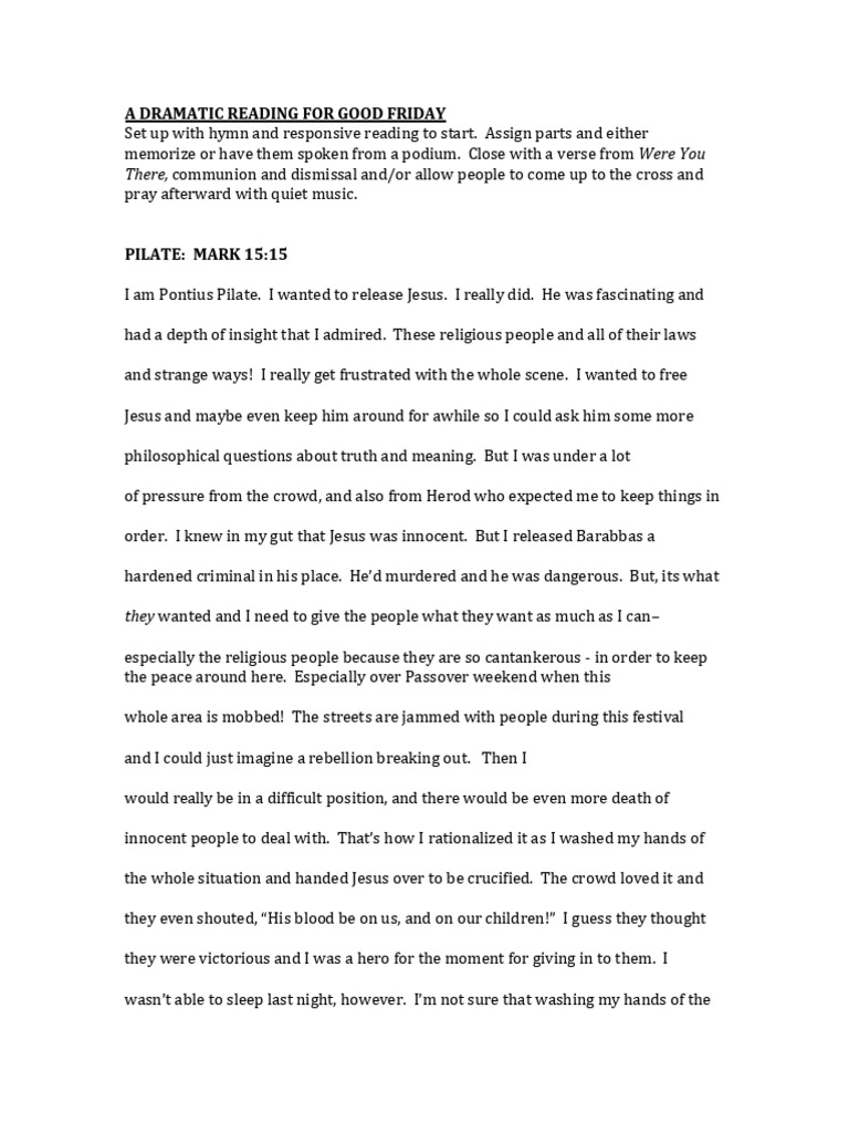 Dramatic Reading For Good Friday | PDF | Jesus