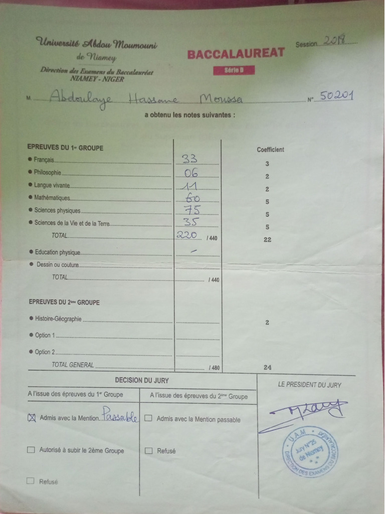 Relevé Des Notes Bac | PDF