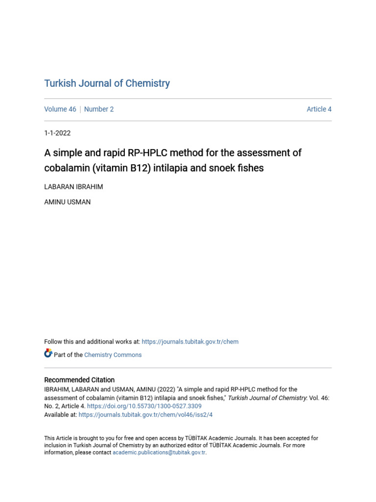 A simple and rapid RP-HPLC method for the assessment of cobalamin | PDF | Detection Limit | High ...