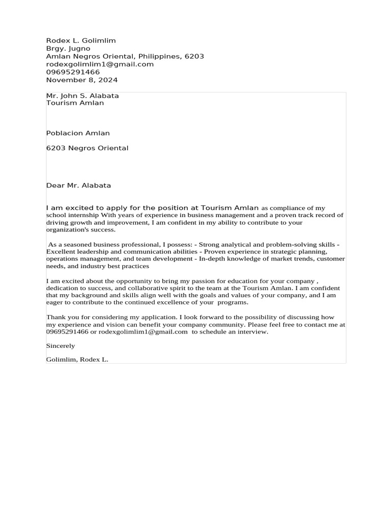 MIFER Application Letter | PDF