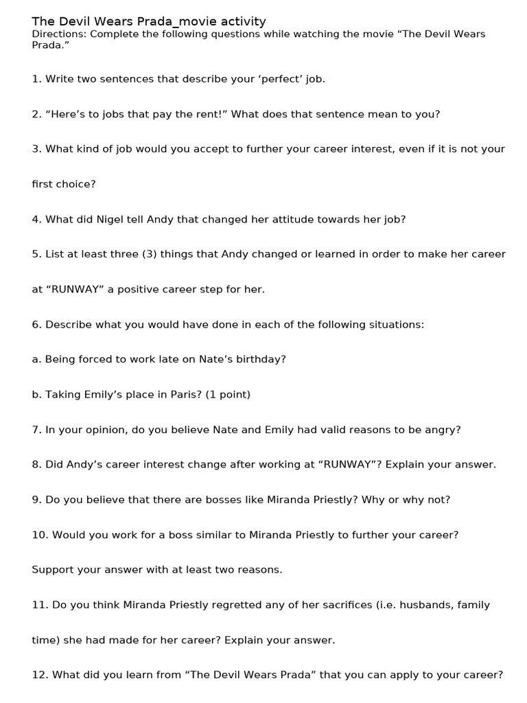 Career Lessons from The Devil Wears Prada | PDF