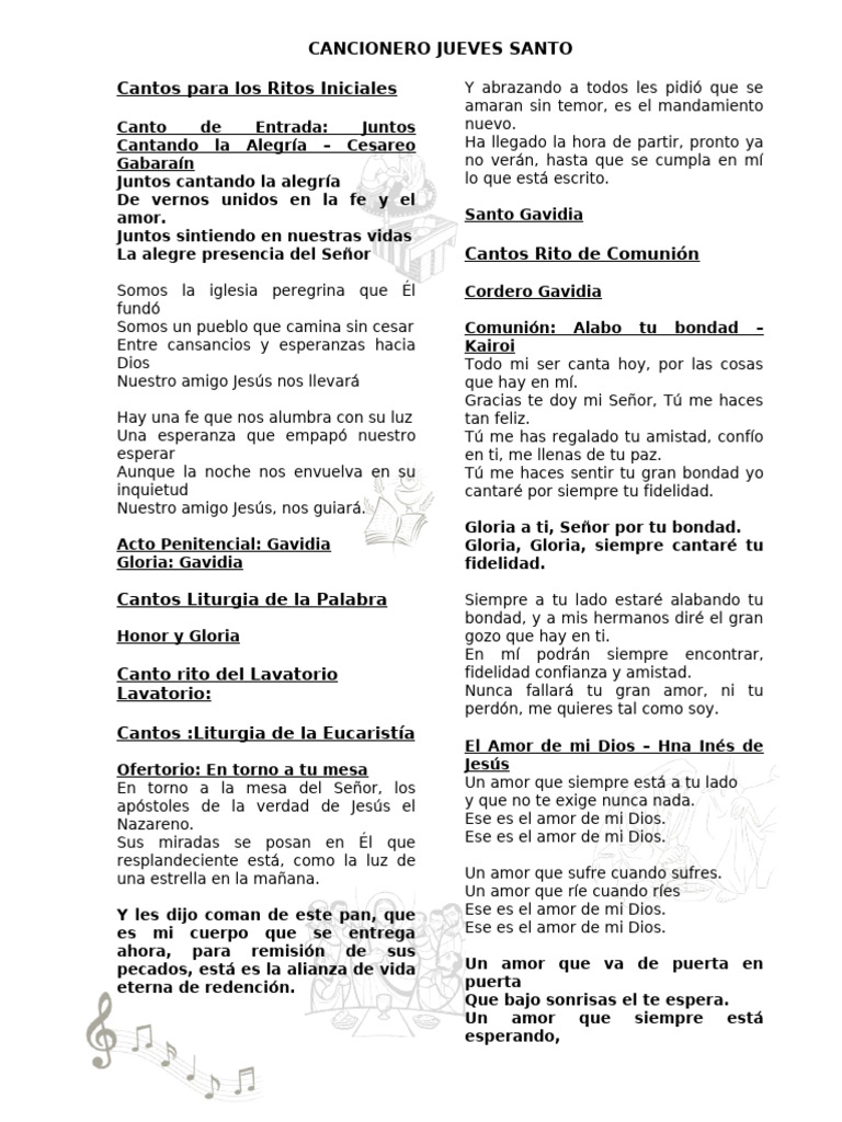 Cancionero para Jueves Santo | PDF | eucaristía