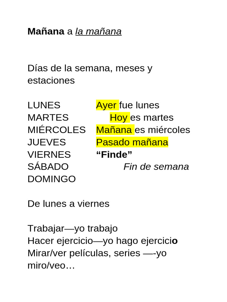 Días, Meses, Estaciones | PDF