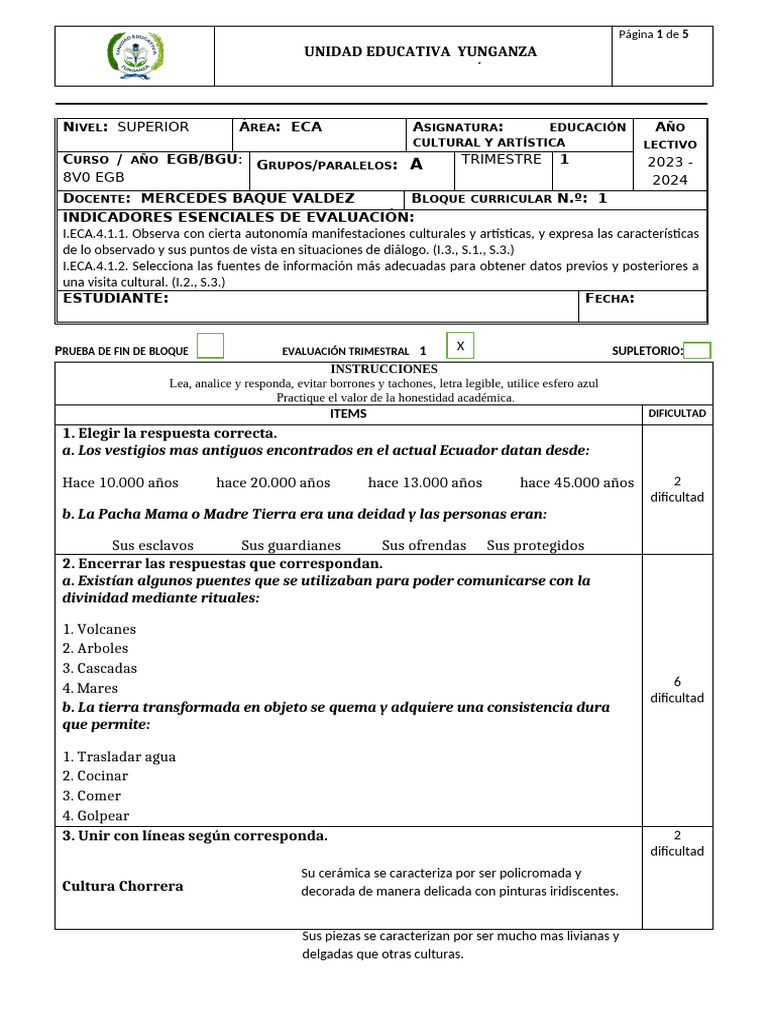 Octavo Primer Trimestre Eca-Lengua | PDF | Arte roquero