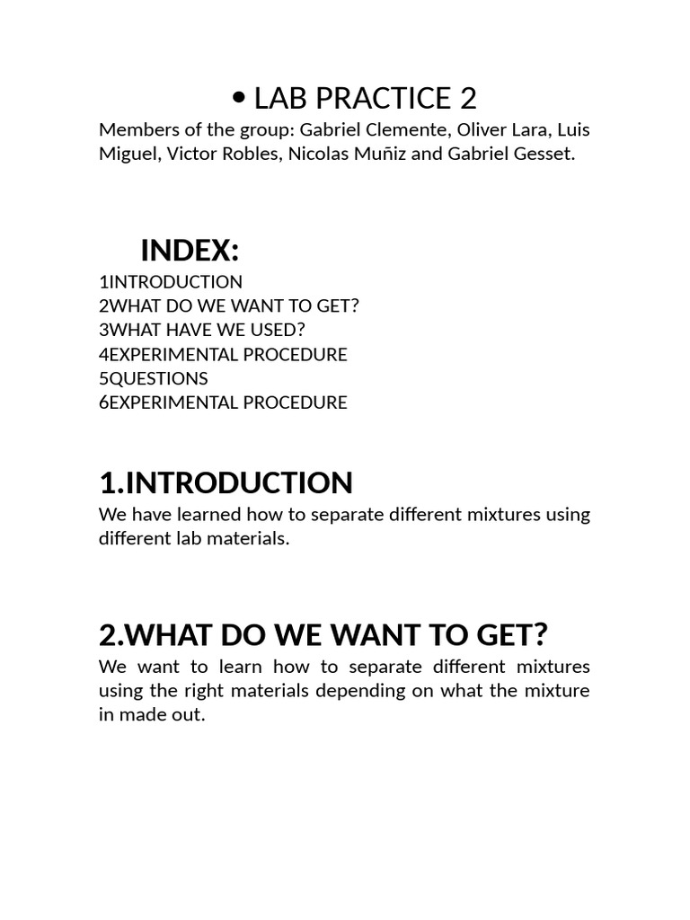 Mixture Separation Lab Guide | PDF