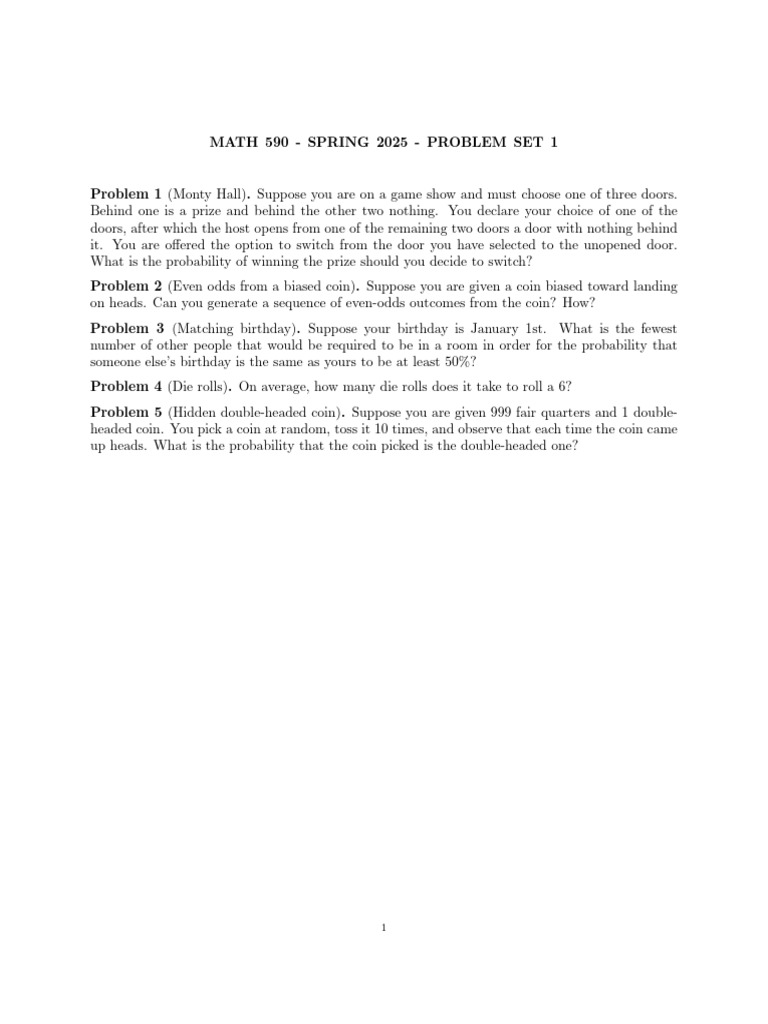 Problem Set 01 | PDF