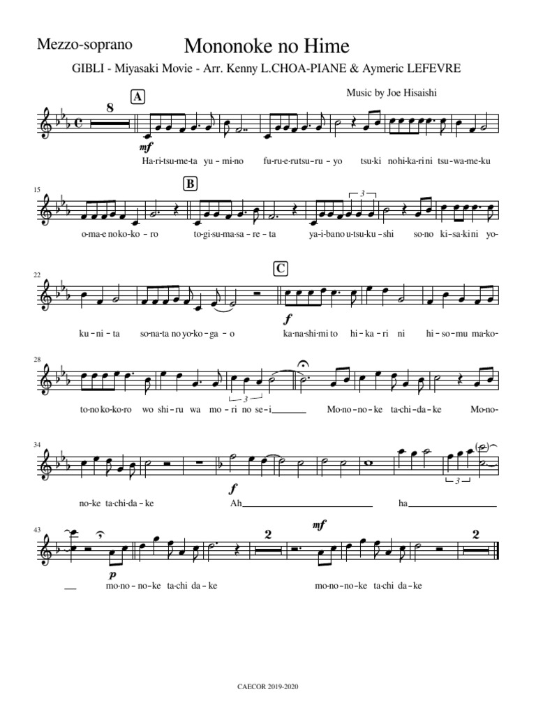 Mononoke - No - Hime - Ending - Credit (2) - Mezzo-Soprano | PDF