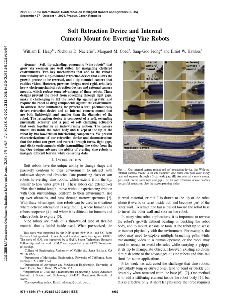 Soft Retraction Device and Internal Camera Mount for Everting Vine ...