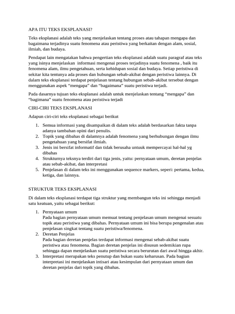 Panduan Teks Eksplanasi | PDF