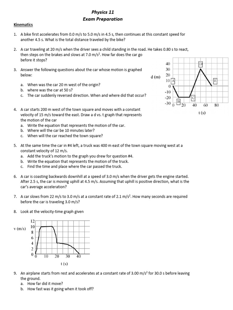 Physics 11 Review Package 1 | PDF | Force | Hertz