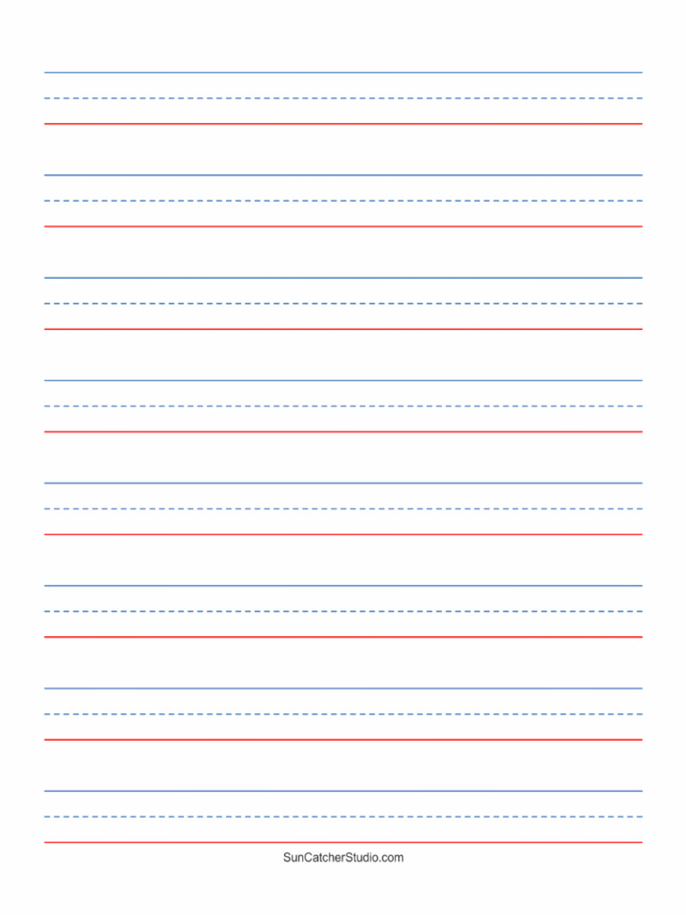 Printable Handwriting Lined Paper Portrait 8 Ff0000 4477bb (1) | PDF