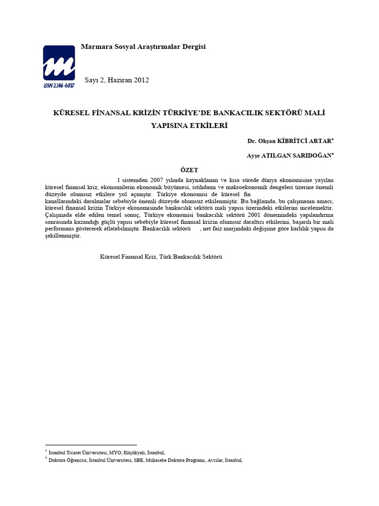 K Resel F Nansal KR Z N T RK Ye de Bankacilik Sekt R Mal Yapisina Etk Ler (#2756) - 2269 | PDF
