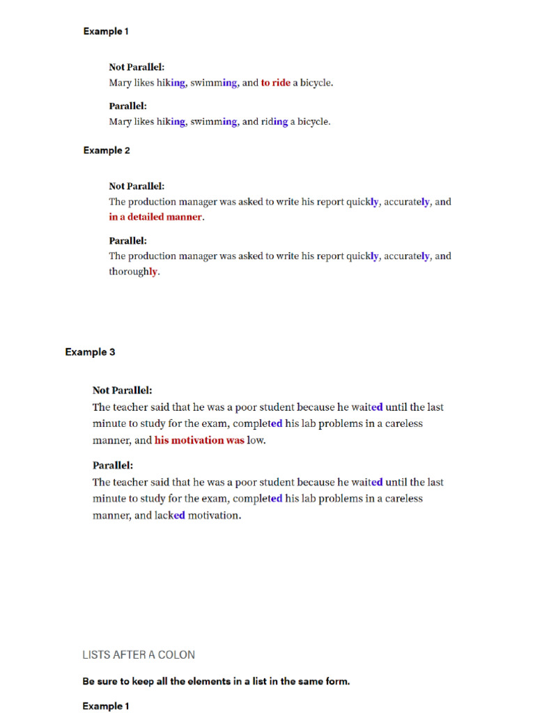 Understanding Parallel Structure in Writing | PDF