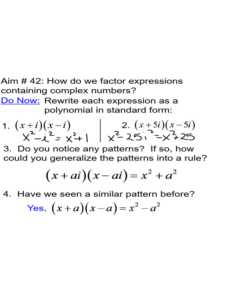 Factoring Complex Number Expressions | PDF