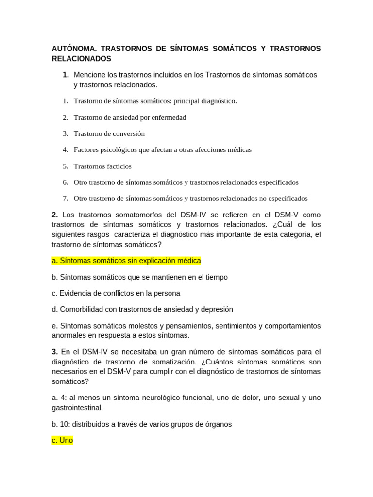 Trastornos de Síntomas Somáticos | PDF | Ansiedad | Diagnostico medico