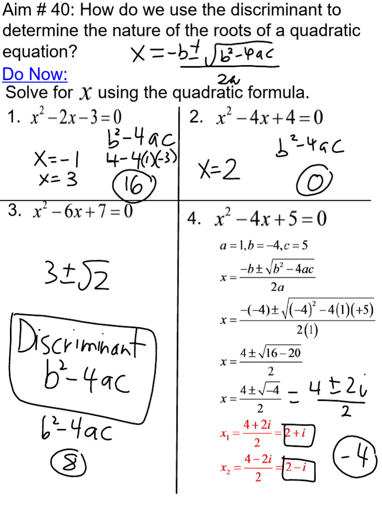 Discriminant & Quadratic Roots Guide | PDF