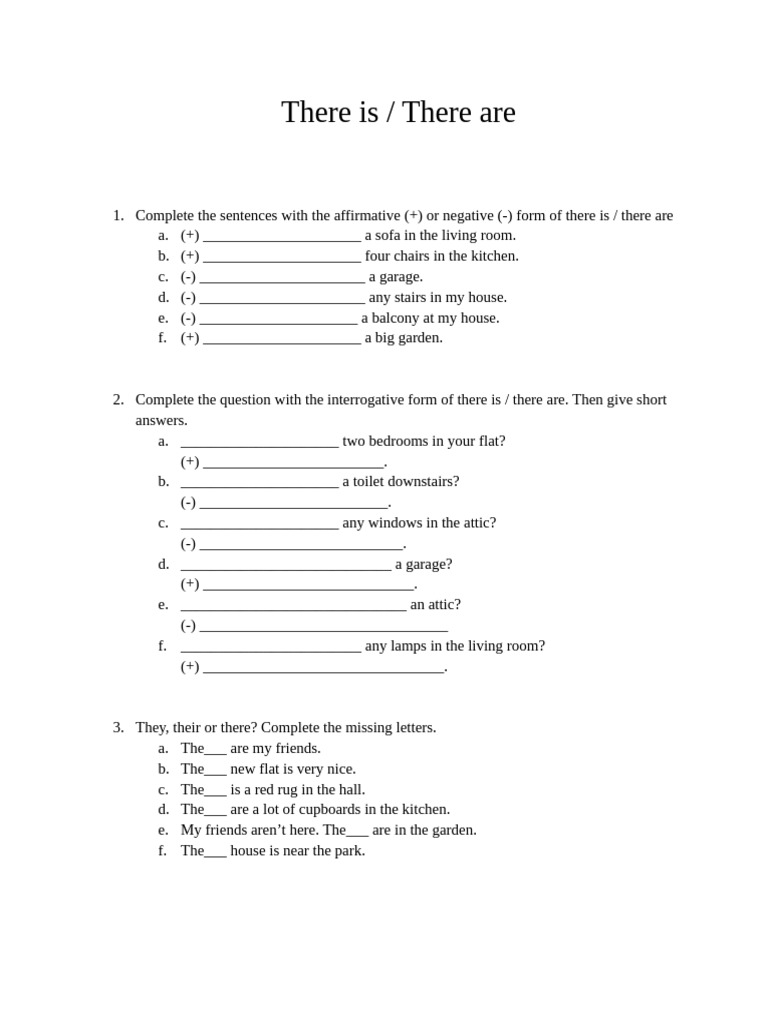 There Is & There Are - Exercises | PDF