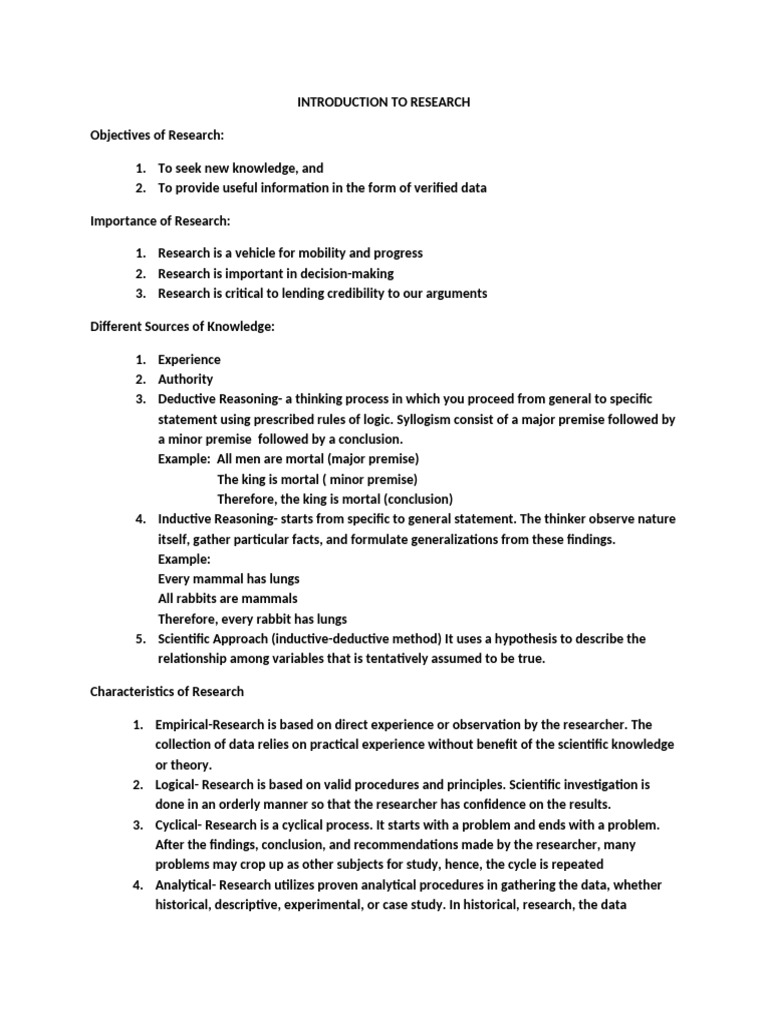 Introduction To Research | PDF | Logic | Methodology