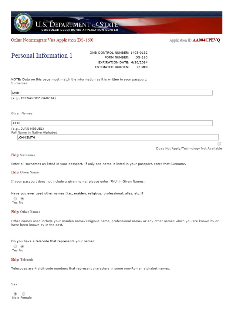 PacificDesk_DS-160_Sample | PDF | Passport | Identity Document