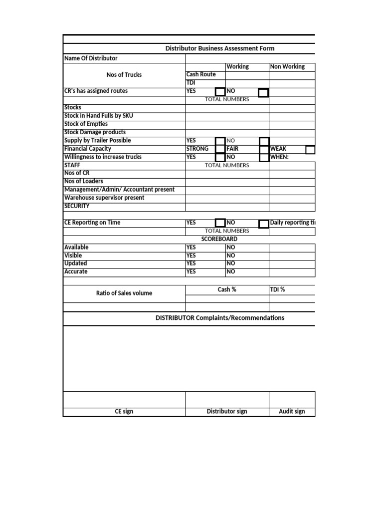Distributor Business Evaluation Form | PDF | Pepsi Co