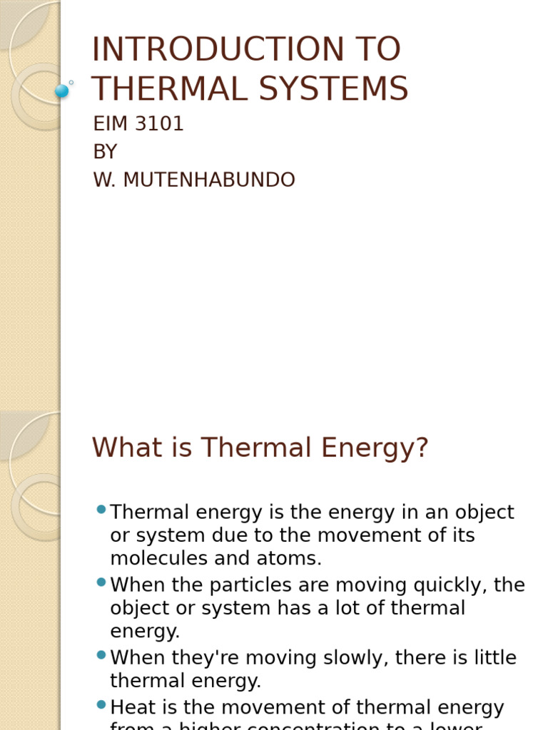 Introduction To Thermal Systems | PDF | Heat | Temperature