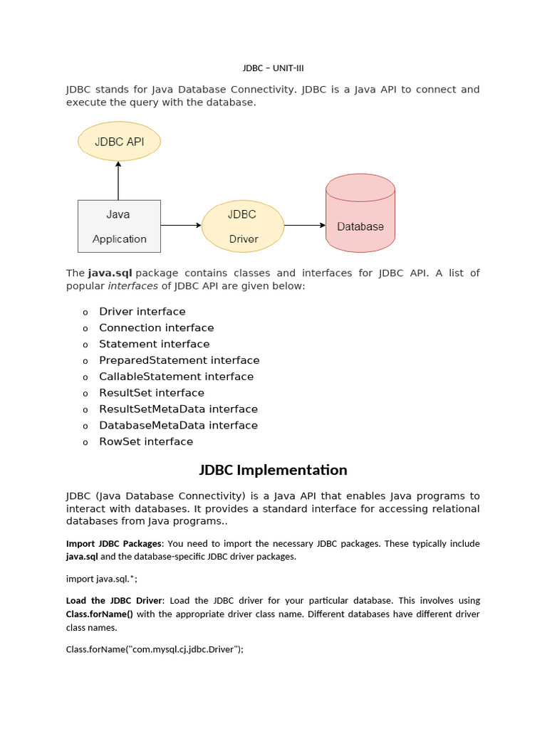JDBC-UNIT3 | PDF | Internet Protocols | Transmission Control Protocol JDBC-UNIT3 | PDF | Internet Protocols | Transmission Control Protocol