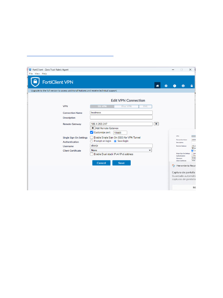 VPN FORTI, Manual de Conexión A VPN | PDF