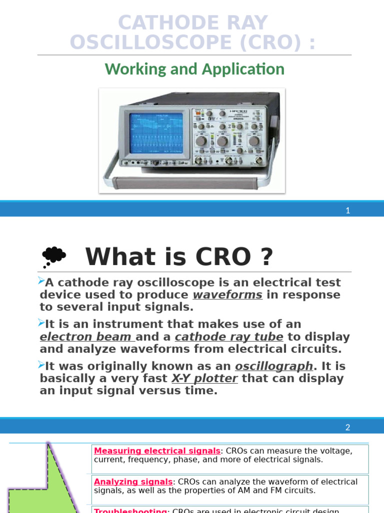 Cathode Ray Oscilloscope (Cro) | PDF | Electrical Engineering | Electricity