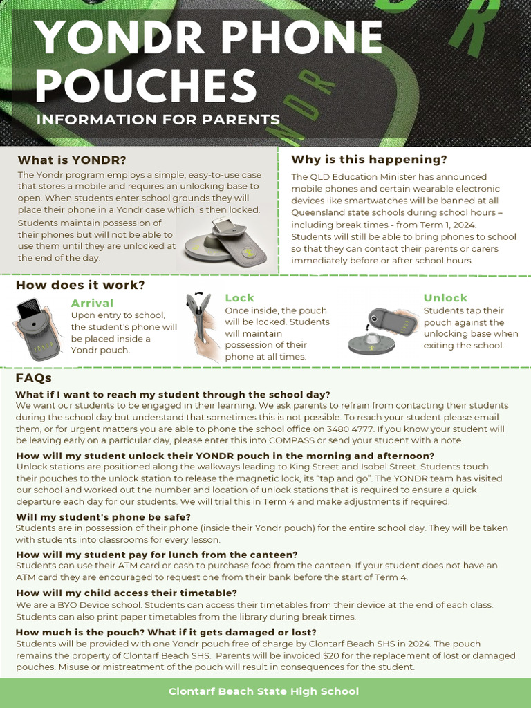 Unlocking Yondr Pouches at School | PDF