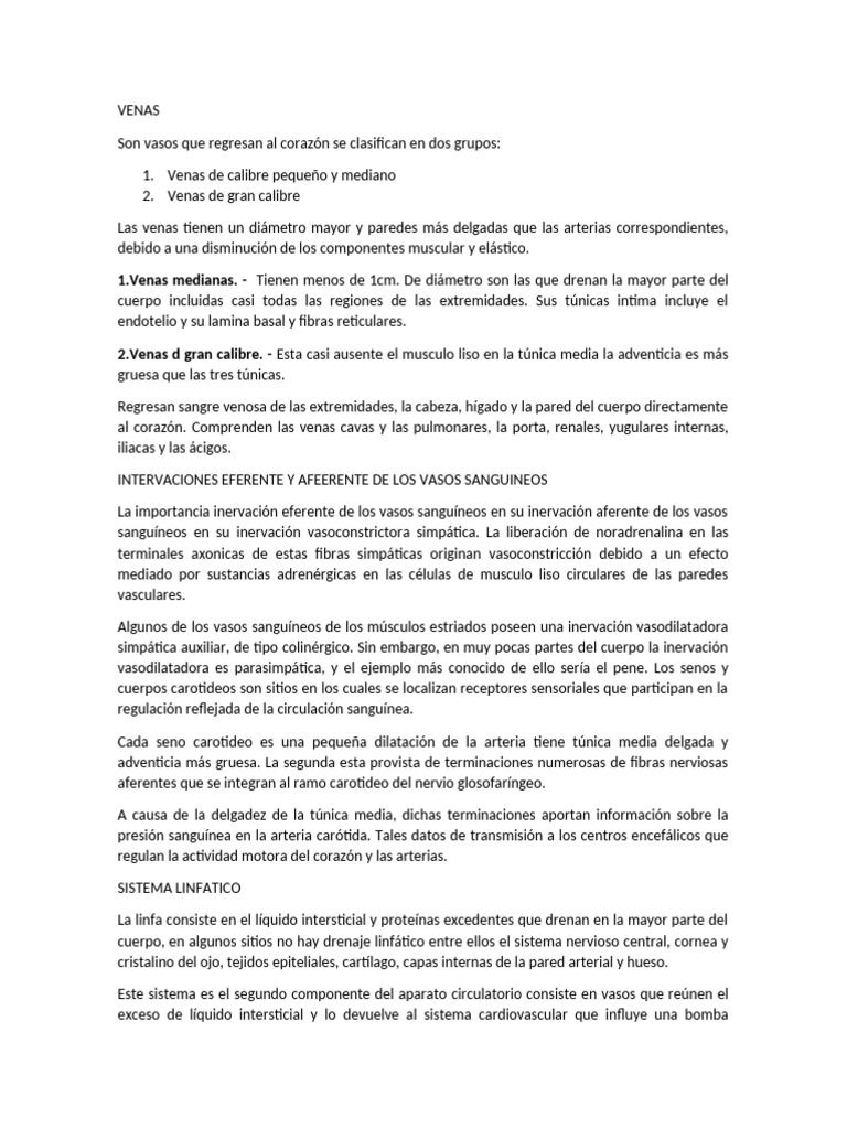 Venas y Sistema Linfático | PDF | Sistema linfático | Sistema circulatorio