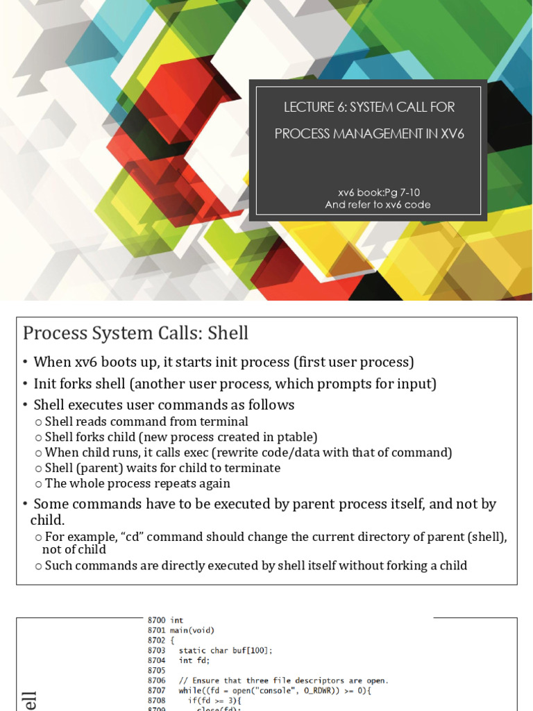L6 - System Call For Process Management-Xv6 | PDF | Process (Computing ...