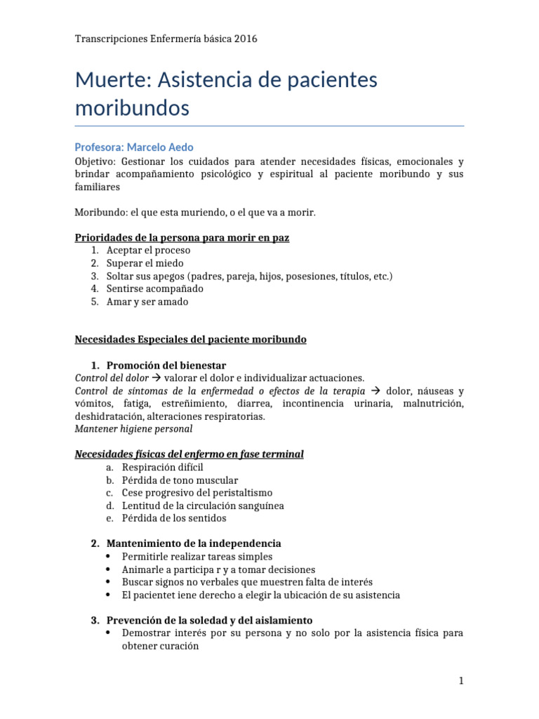 Cuidados al Paciente Moribundo | PDF | Enfermedad terminal | Muerte