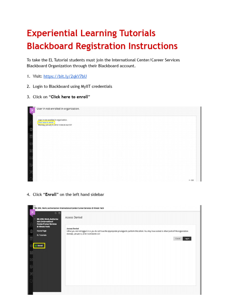 EL Tutorial Blackboard Enrollment Guide | PDF