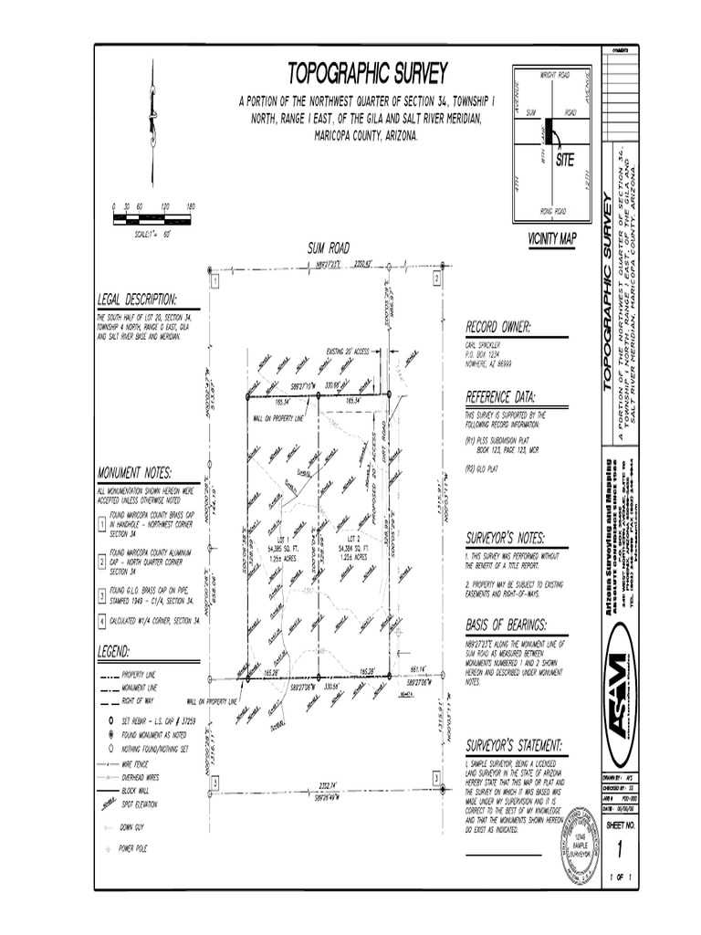 Sample Topographic Survey With Lot Split | PDF