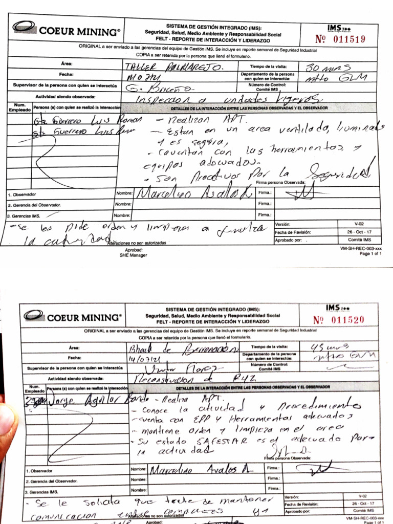 NNR) Reporte Recorridos Supervisores (Felts) | PDF