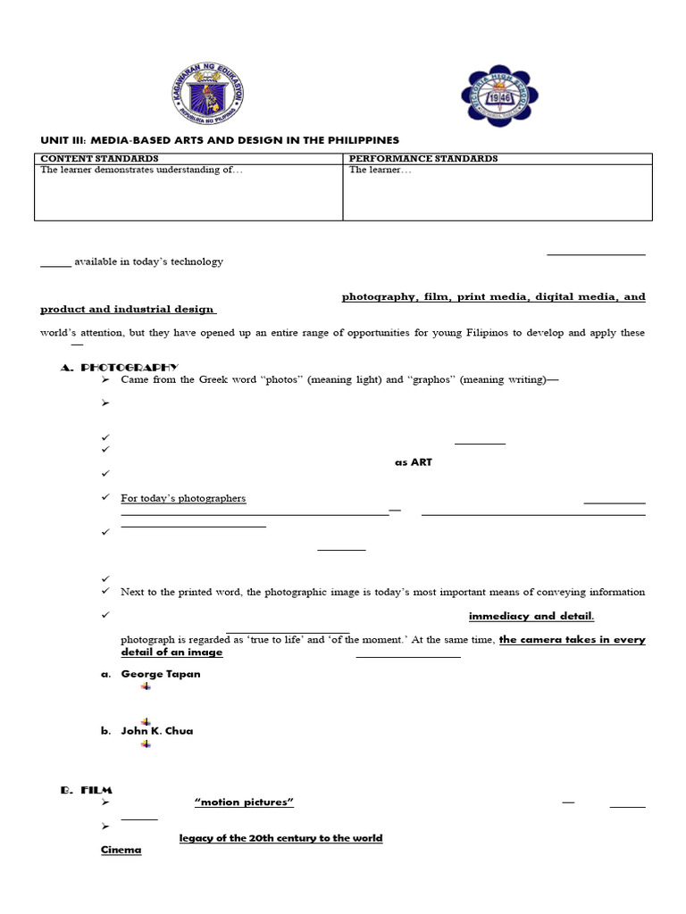 Grade 10 Handouts ART 3rd Quarter | PDF | Camera | Image