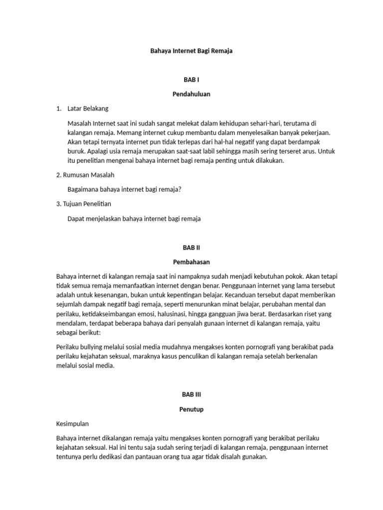 Bahaya Internet Bagi Remaja | PDF