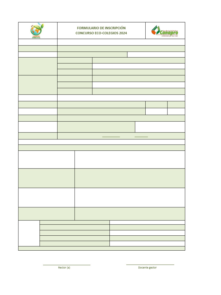 Formulario Concurso Eco Colegios | PDF