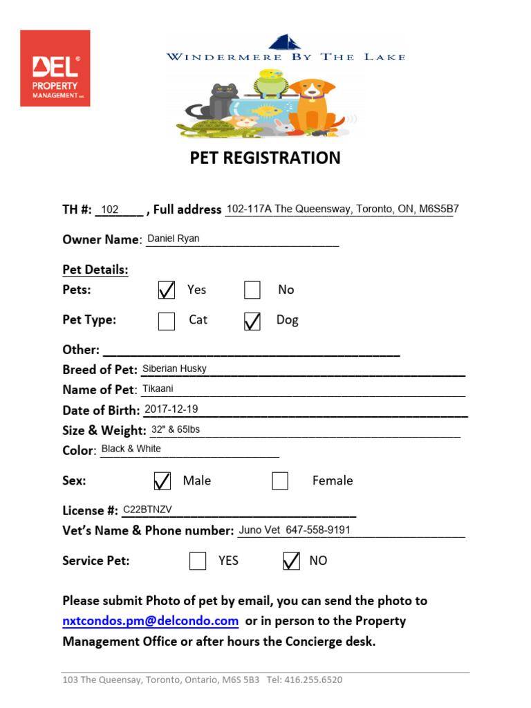 Pet Registration Form | PDF