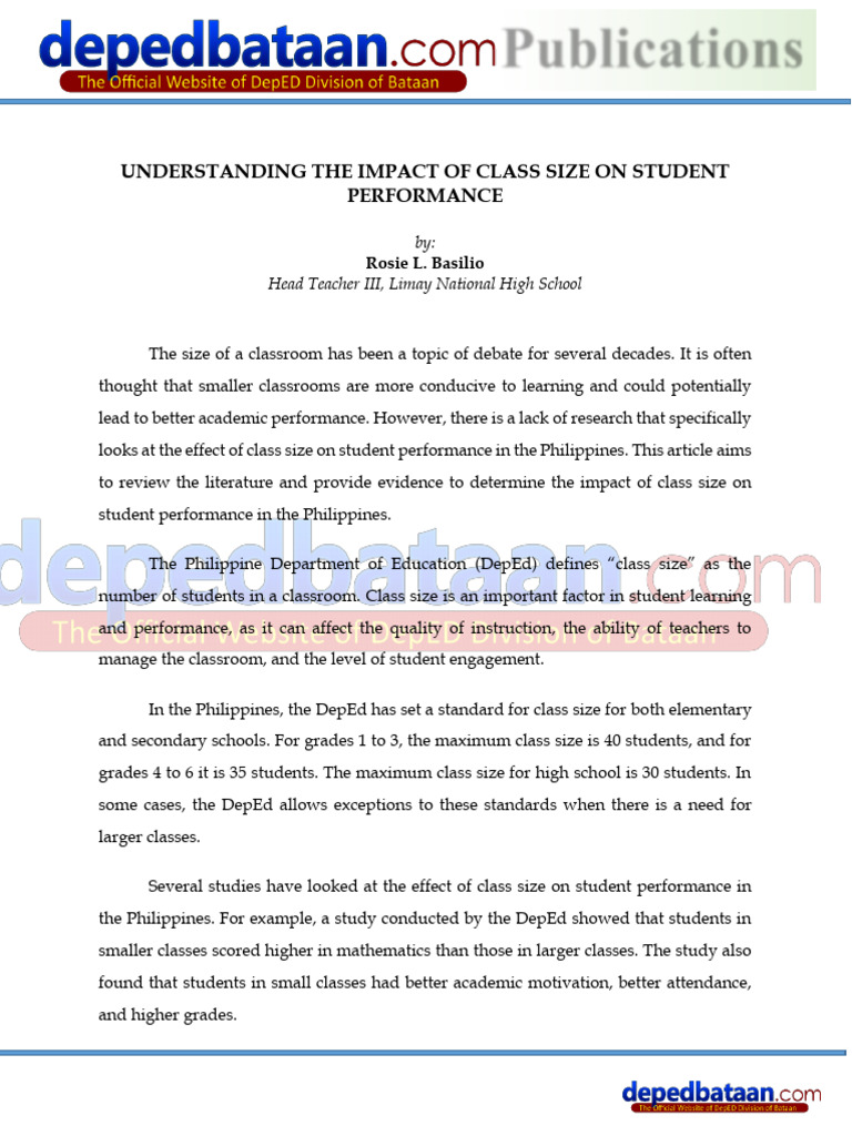 Class Size Impact on Student Performance | PDF | Teachers | Classroom