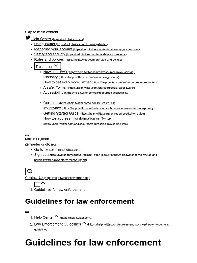 Twitter Law Enforcement Guidelines | PDF | Privacy | Information