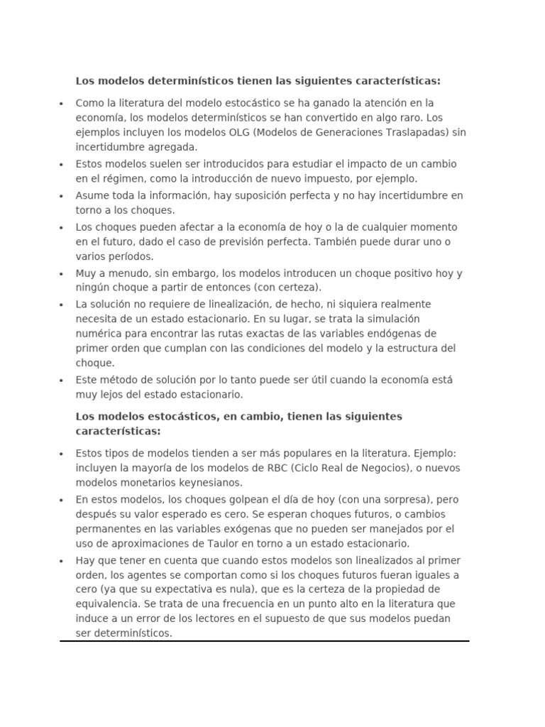 Caracteristicas de Modelos Deterministicos y Estocasticos | PDF