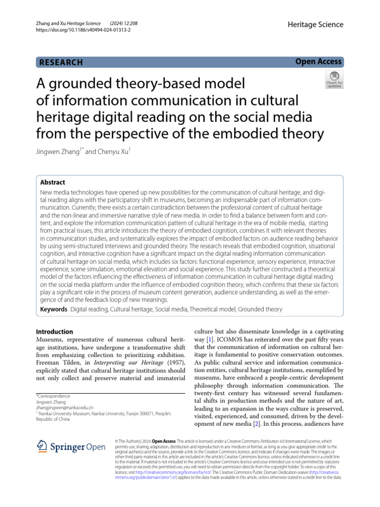 A Grounded Theory-Based Model of Information Communication in Cultural Heritage Digital Reading ...