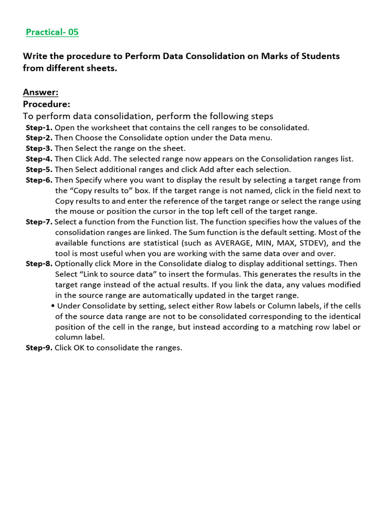 Data Consolidation Procedure for Students | PDF