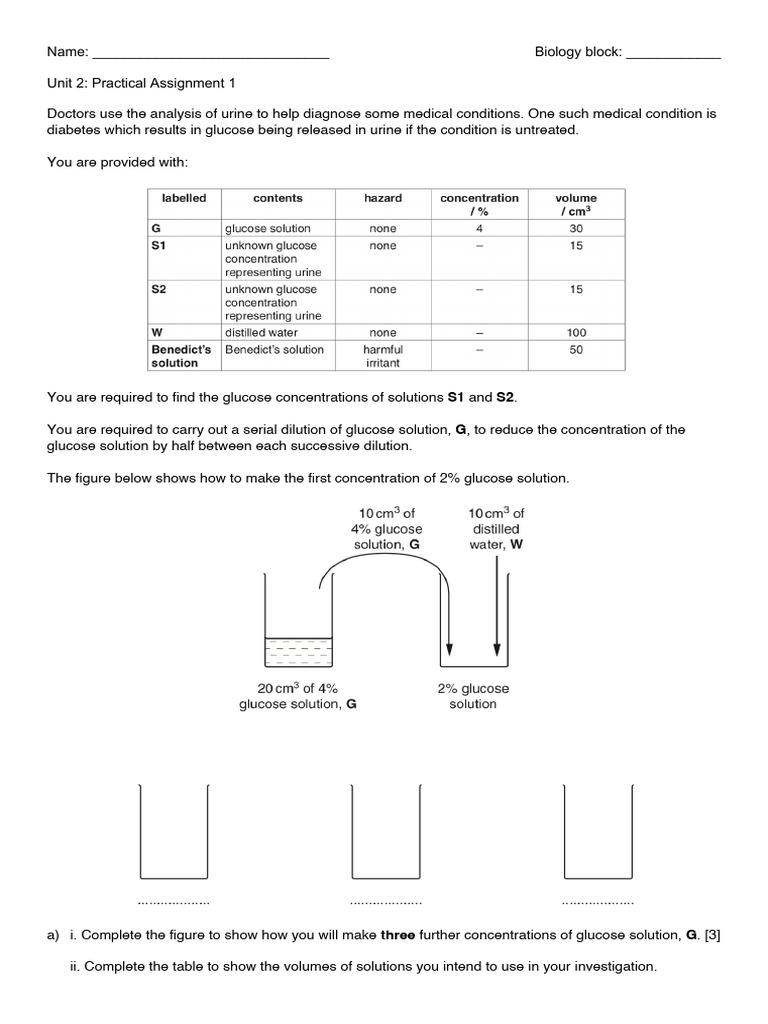 9700 Biology Practical Assignment 8 | PDF | Diabetes | Glucose
