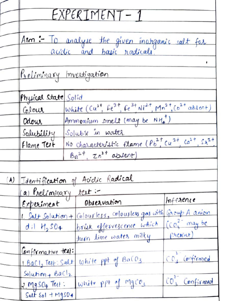 Chemistry Practical File 12th 2024-25 | PDF | Chemical Compounds ...