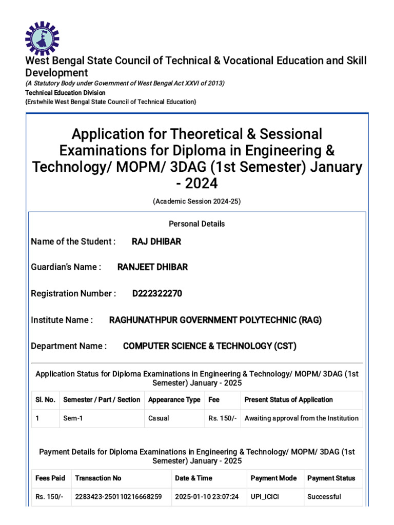 Examination Form Fillup | PDF