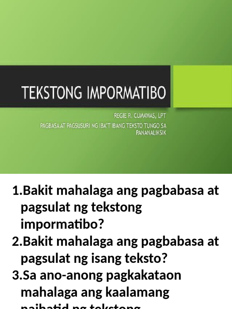 Tekstong Impormatibo G11 | PDF