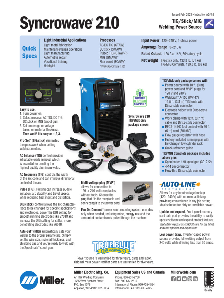 AD46 Syncrowave 210 Series English | PDF | Welding | Construction